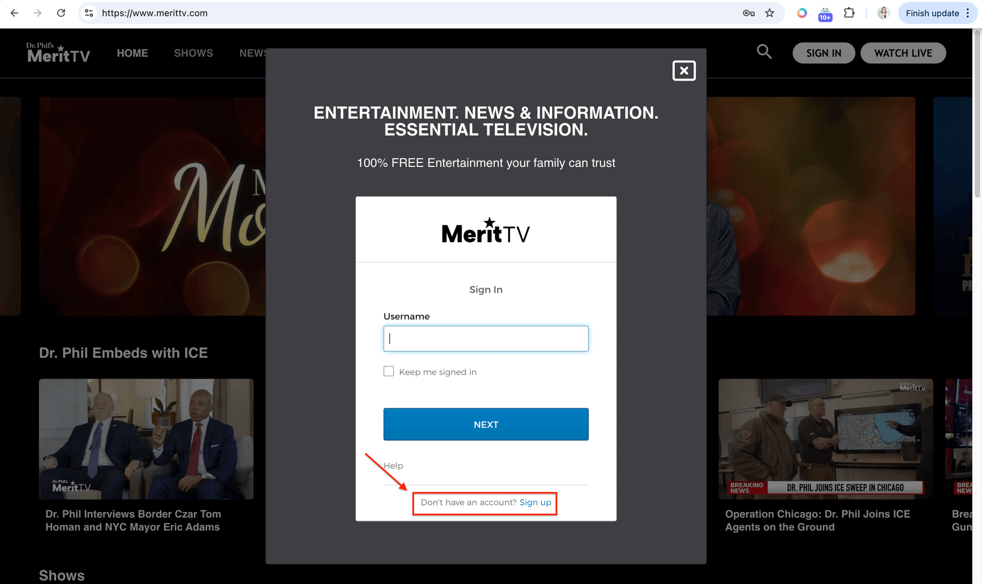 How do I sign up for Merit TV?